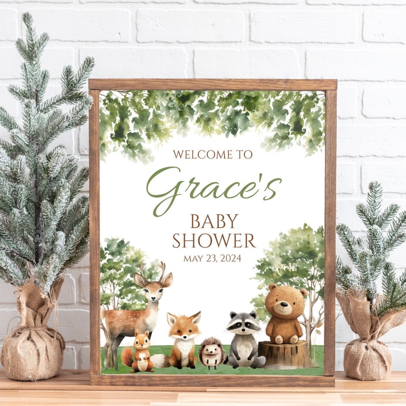 Woodland Animal Baby Shower Welcome Sign Printable - 6 Sizes Included ...