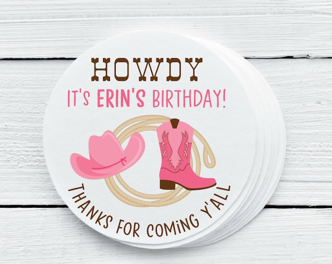 Personalized Glossy Western Theme Birthday Party Favor Labels - Etsy