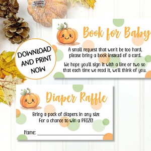 Little Pumpkin Diaper Raffle and Book for Baby Cards Printables, PUM685 ...