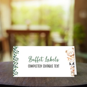 Woodland Animals Table Tents or Place Cards Printables, Animal Theme ...
