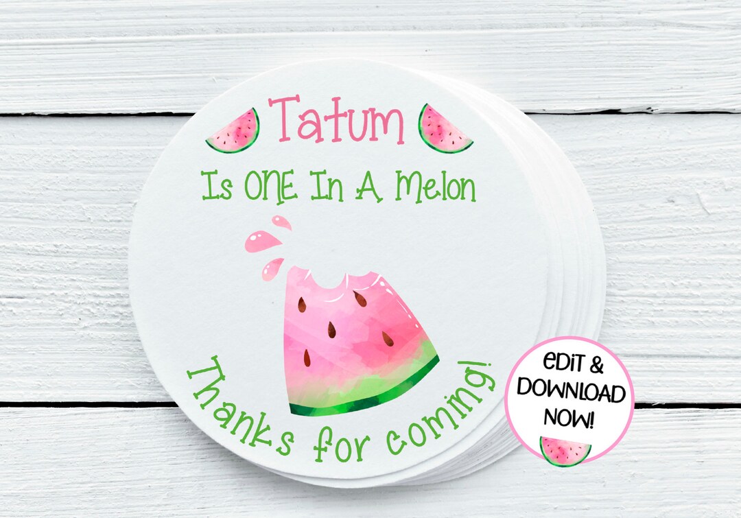 Pink Watermelon Theme Party Printables, Birthday Gift Tags - You Print ...