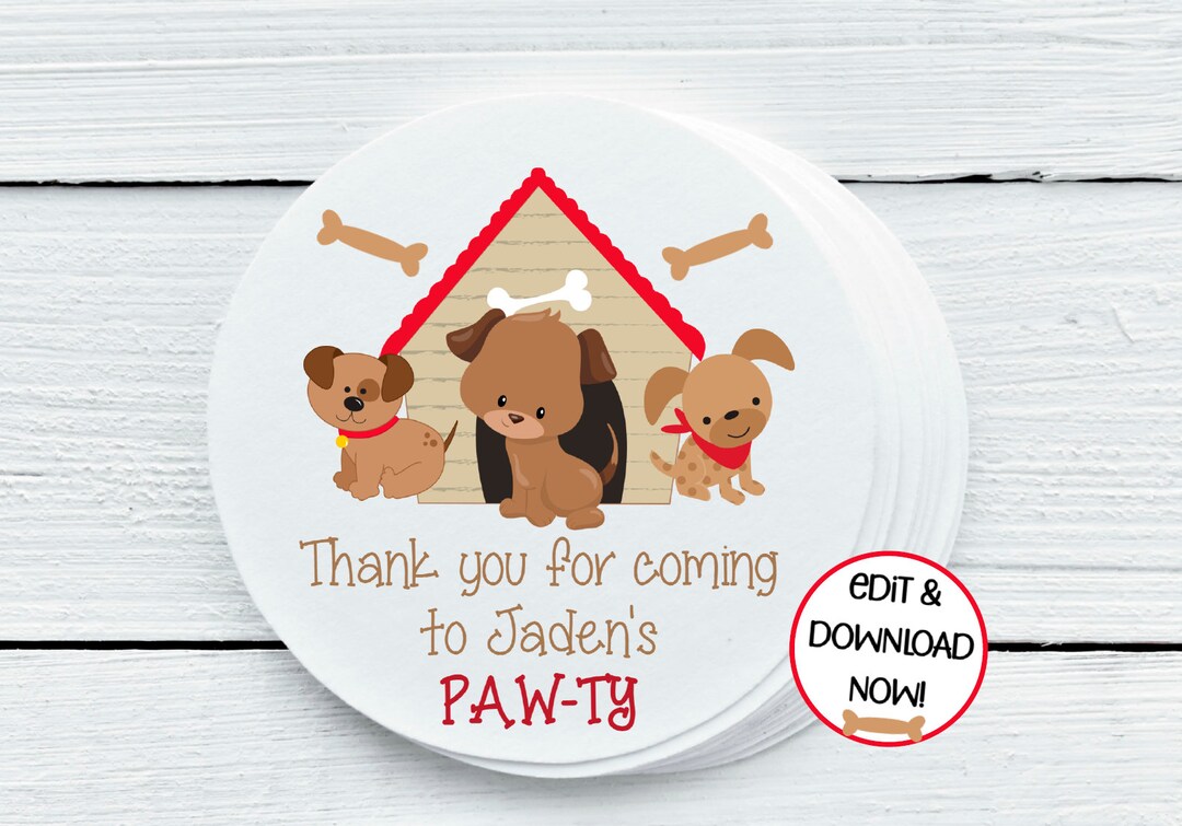 Personalized Puppy Party Printables, Dog Birthday Gift Tags - You Print ...