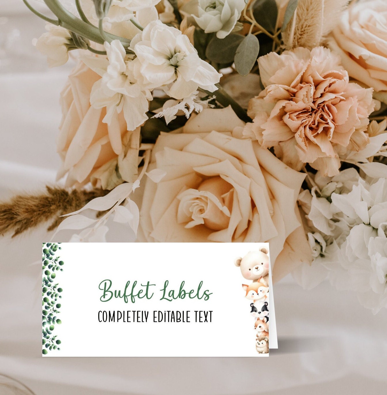 Woodland Animals Table Tents or Place Cards Printables, Animal Theme ...