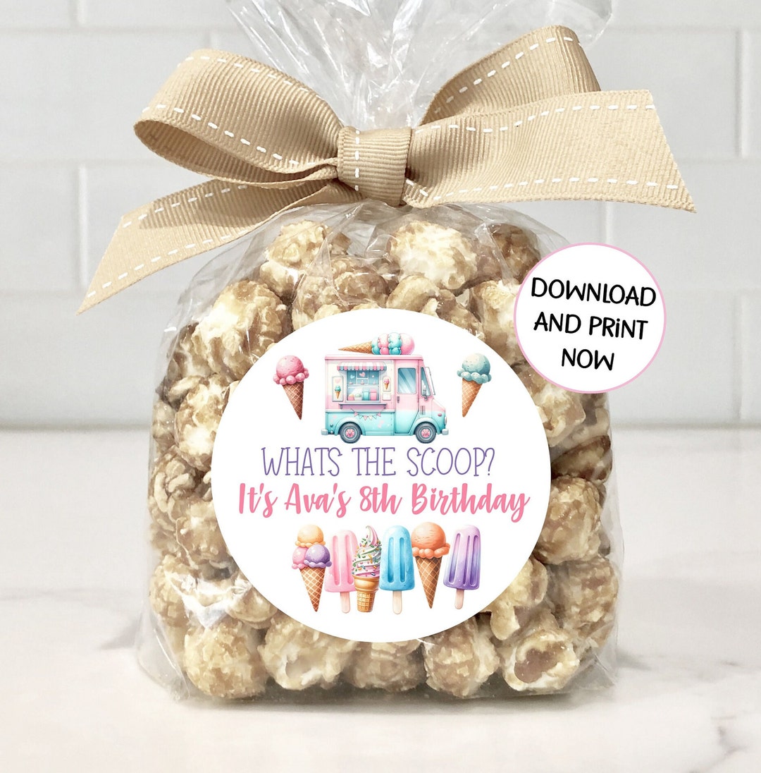 Personalized Glossy Ice Cream Theme Birthday Party Favor Labels - You ...