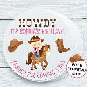 Western Cowgirl Theme Party Printables, Birthday Gift Tags - You Print ...