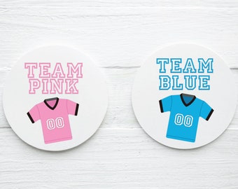 Team Pink Team Blue Gender Reveal Baby Party Stickers Pink - Etsy