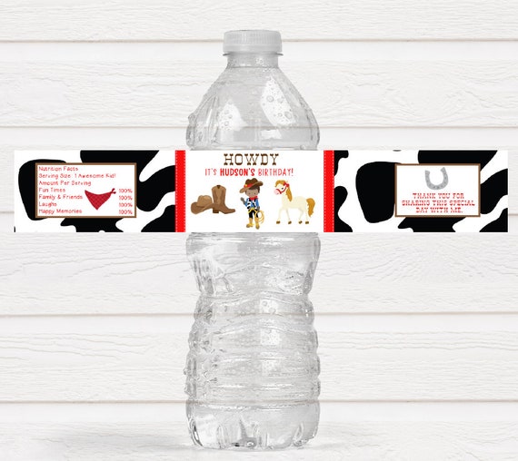 Personalized Western Birthday Party Water Bottle Labels | Etsy