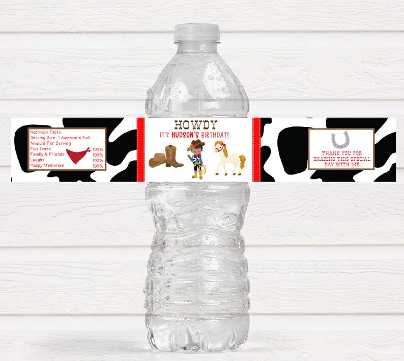 Personalized Western Birthday Party Water Bottle Labels - Etsy