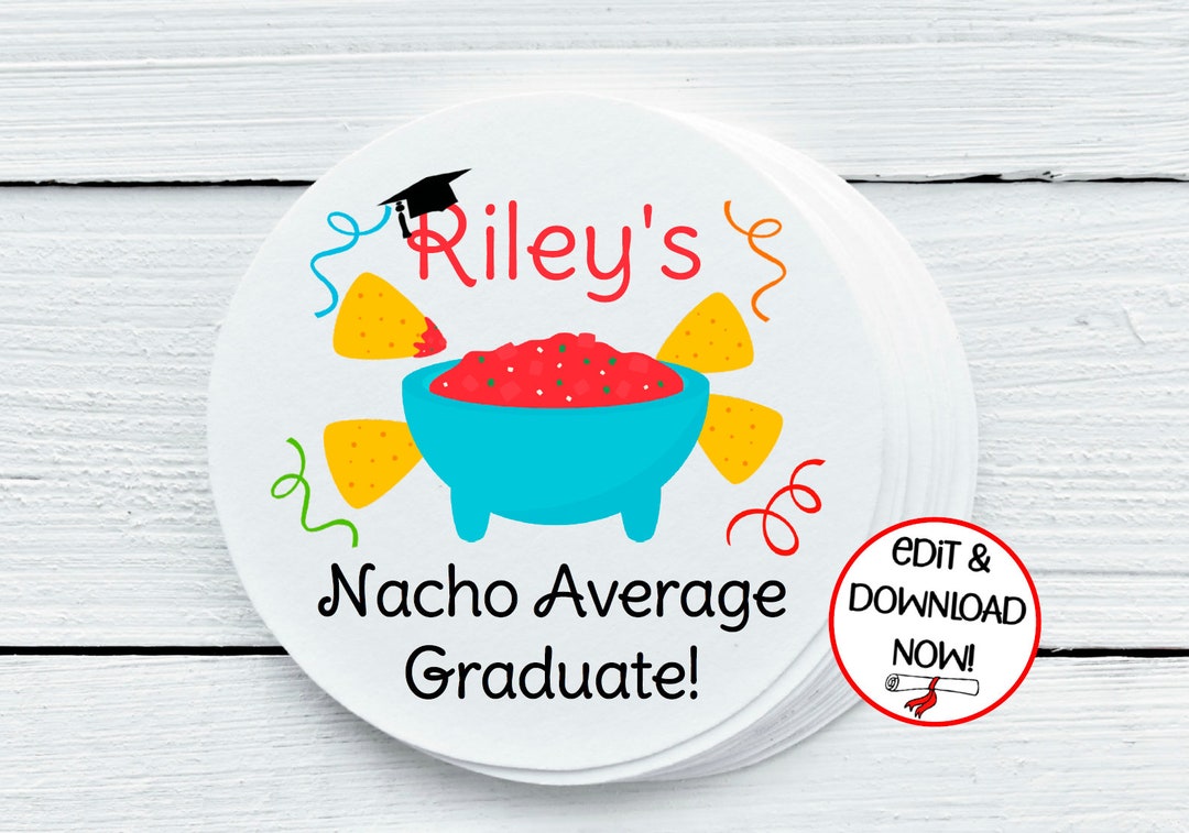 Graduation Nacho Fiesta Party Favor Label & Tags Printable - You Print ...