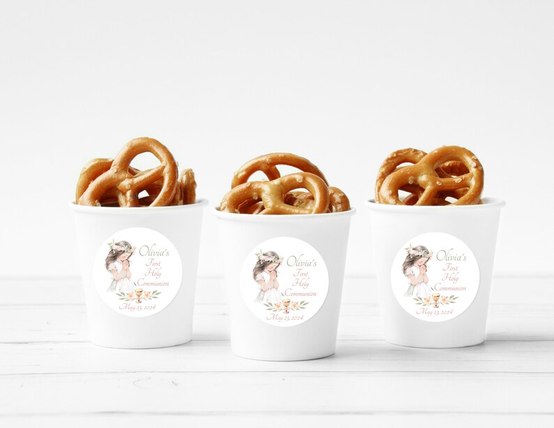 Personalized Round First Communion or Baptism Party Favor Stickers ...