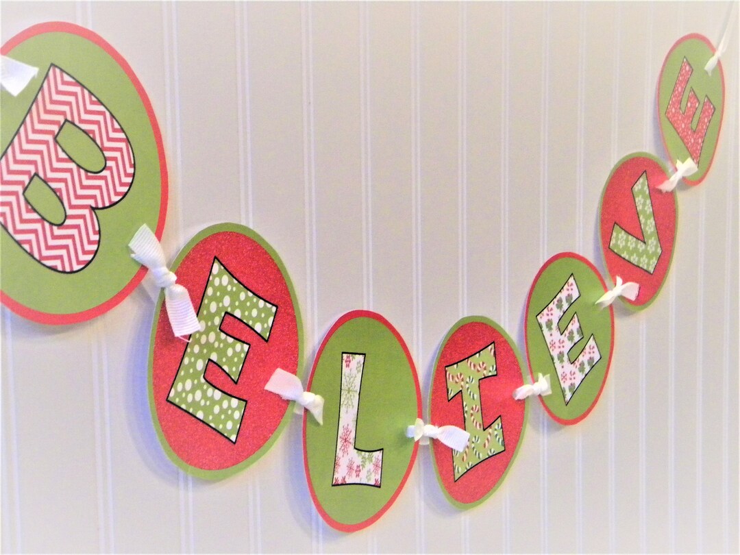 INSTANT DOWNLOAD Festive Believe Christmas Printable Party Banner - YOU ...