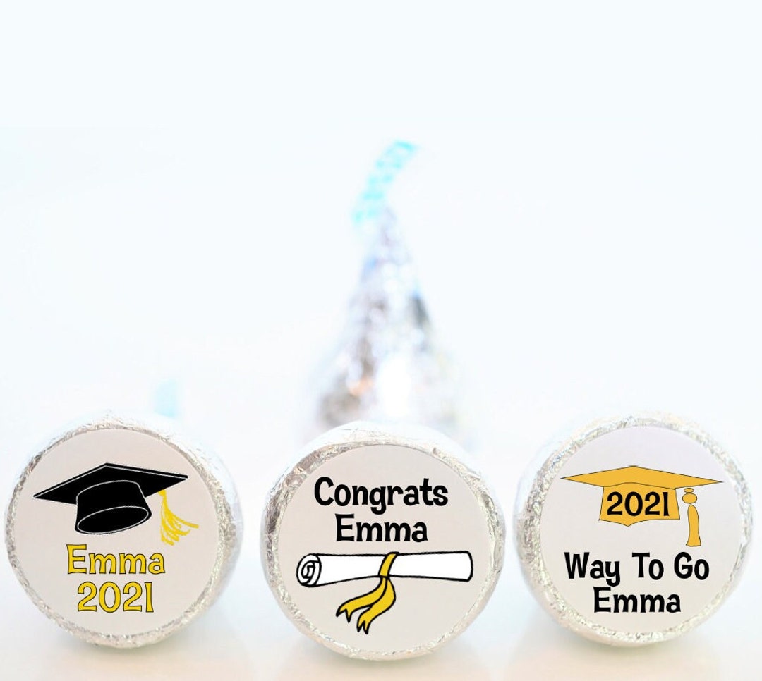 Personalized Graduation Party Favor Candy Stickers - Yellow Gold ...
