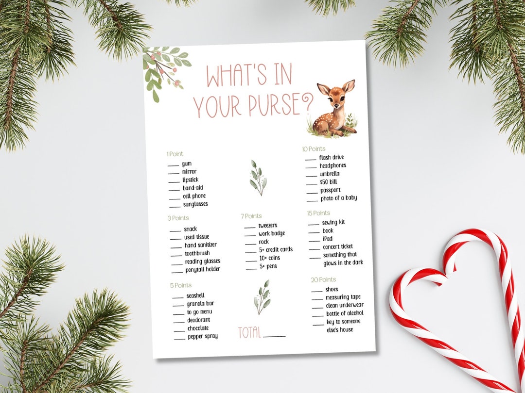 Oh Deer Girl Theme Baby Shower What's in Your Purse Game Printable ...