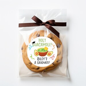Personalized Glossy Guacamole Graduation Favor Labels - Guacamole Round ...