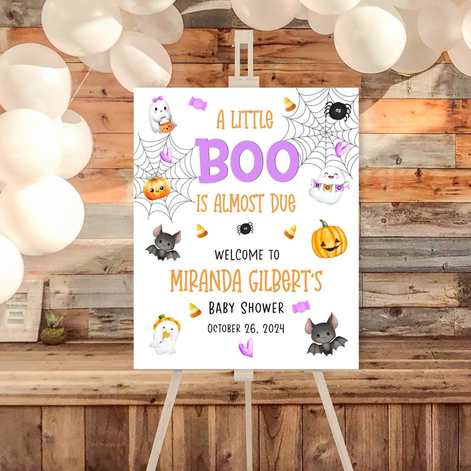 A Little Boo Baby Shower Ghost Party Welcome Sign Printable - 7 Sizes ...