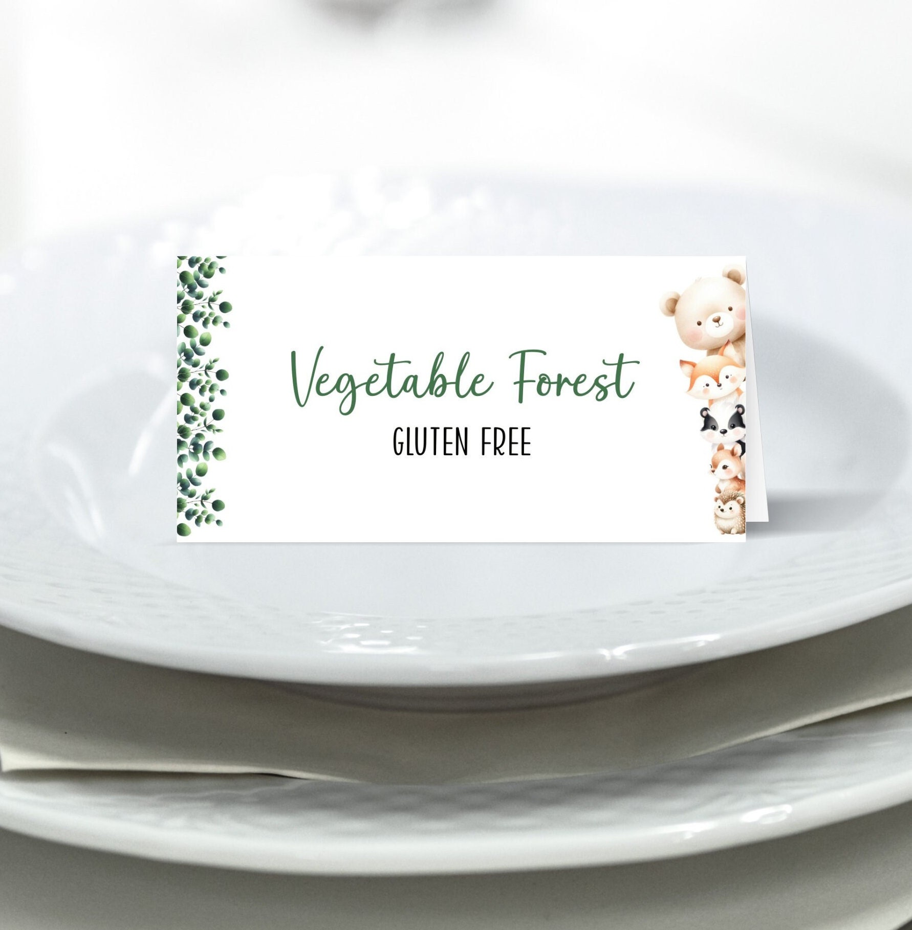 Woodland Animals Table Tents or Place Cards Printables, Animal Theme ...