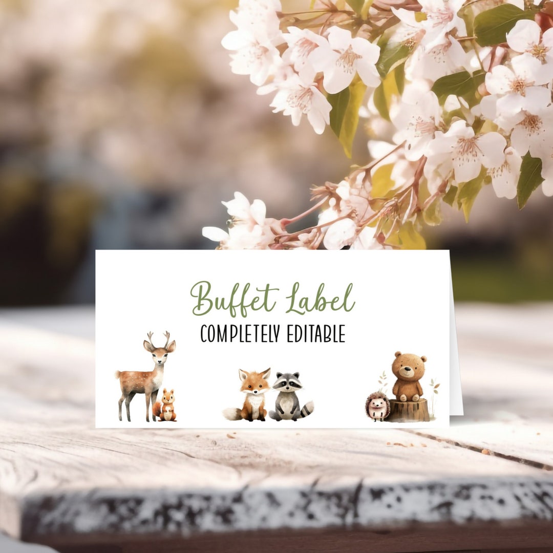Woodland Animals Table Tents or Place Cards Printables, Animal Theme ...