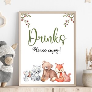 Woodland Animals Drinks Table Sign Printables, WAN730 - DIGITAL FILES ...