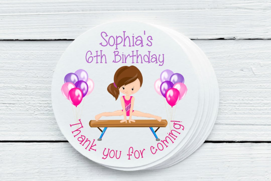 Personalized Glossy Gymnastics Favor Labels - Gymnast Favor Labels ...
