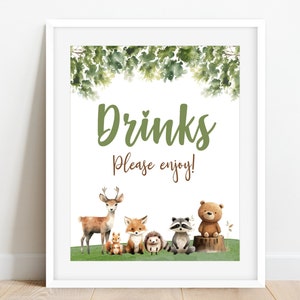 Woodland Animals Drinks Table Sign Printables, WAN724 - DIGITAL FILES ...