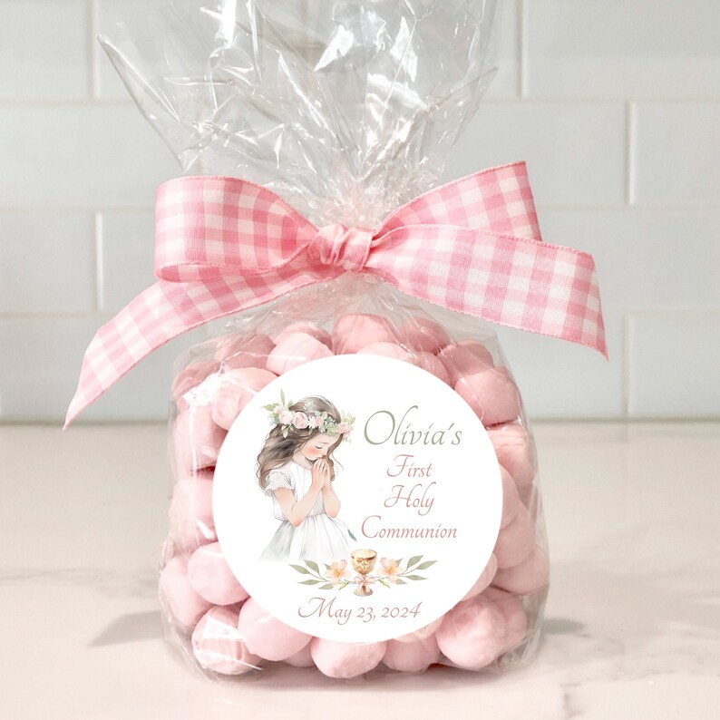 Personalized Round First Communion or Baptism Party Favor Stickers ...
