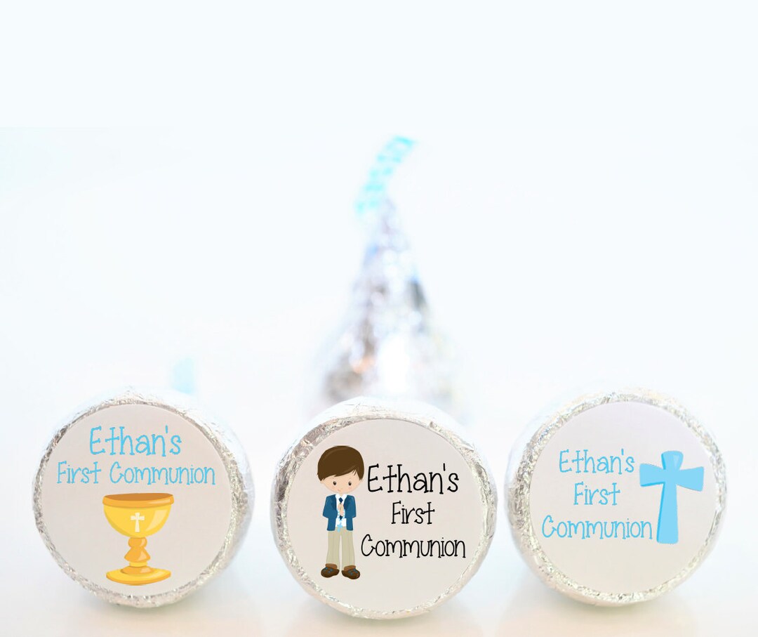 Personalized First Communion Chocolate Kiss Party Favor Stickers ...