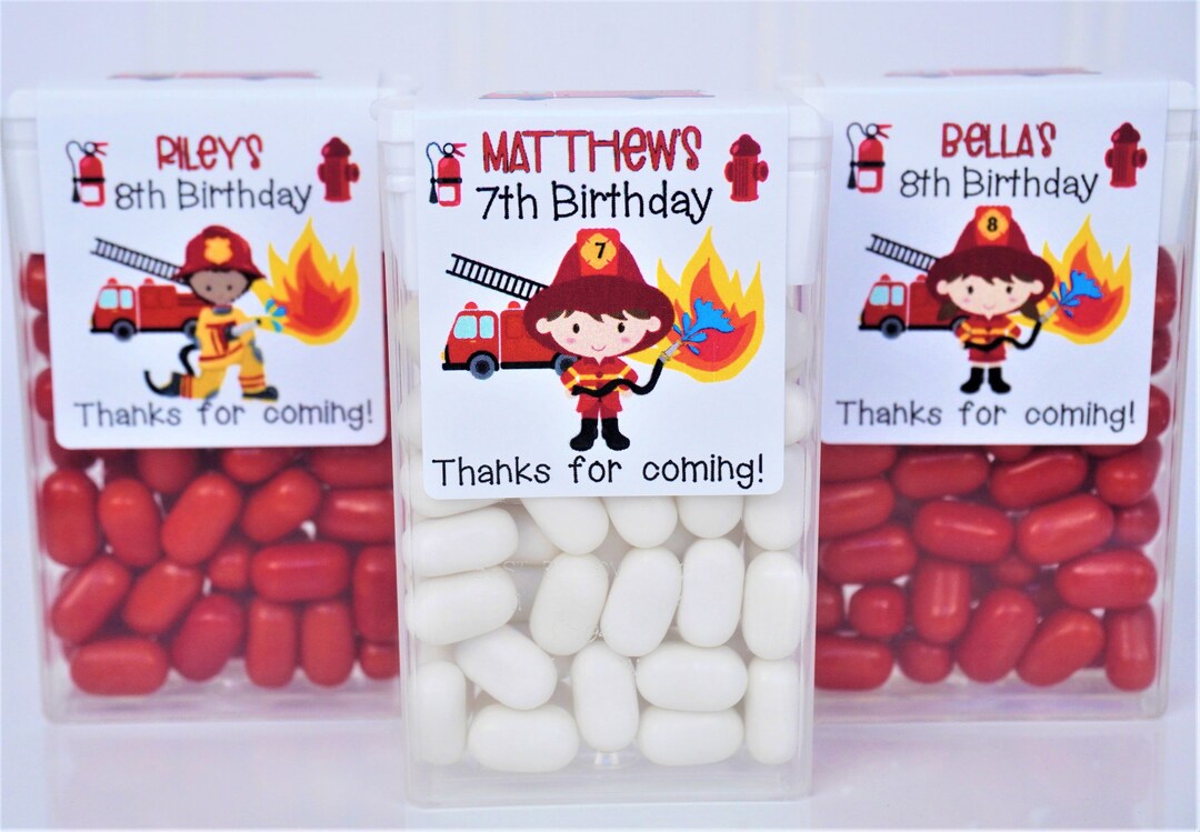 Personalized Firefighter Birthday Tic Tac Party Favor Stickers Fire ...