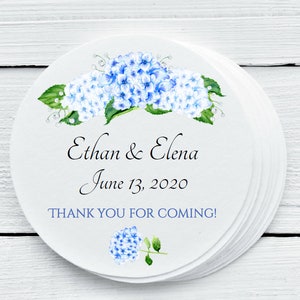 Personalized Glossy Blue Floral Favor Labels - Wedding Shower Stickers ...