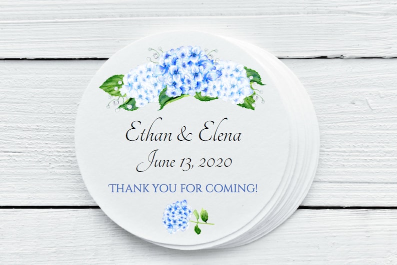 Personalized Glossy Blue Floral Favor Labels Wedding Shower - Etsy