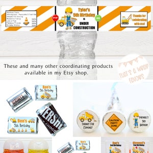Personalized Glossy Construction Birthday Party Favor Labels ...
