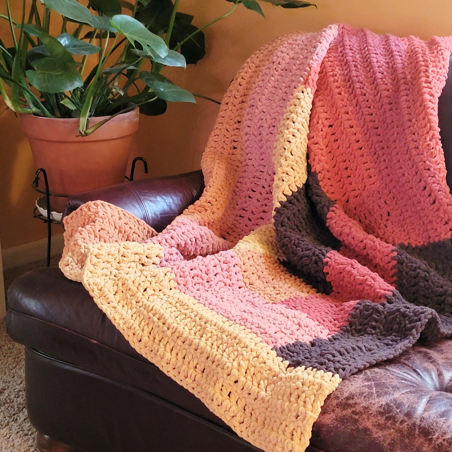 Easy Rectangle Log Cabin Blanket Crochet Pattern PDF - Etsy