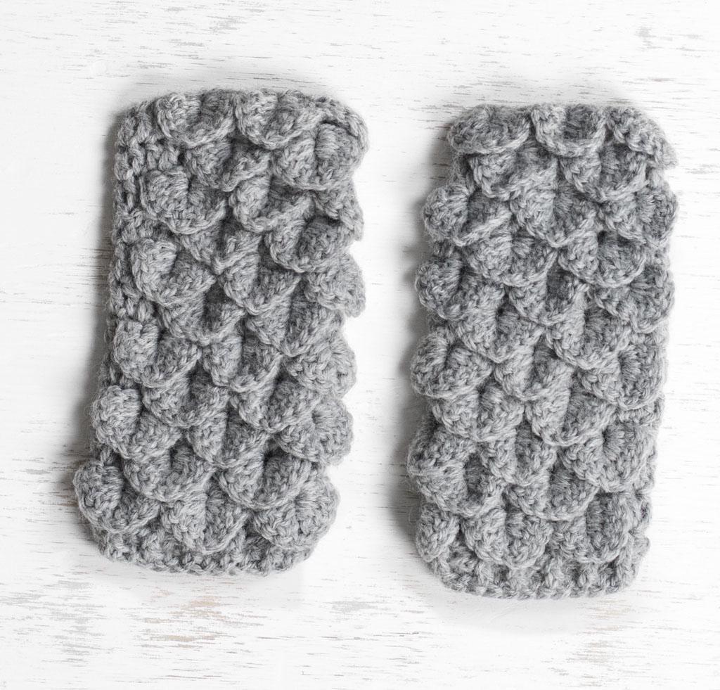 Crocodile Stitch Fingerless Mitts Crochet Pattern PDF - Etsy