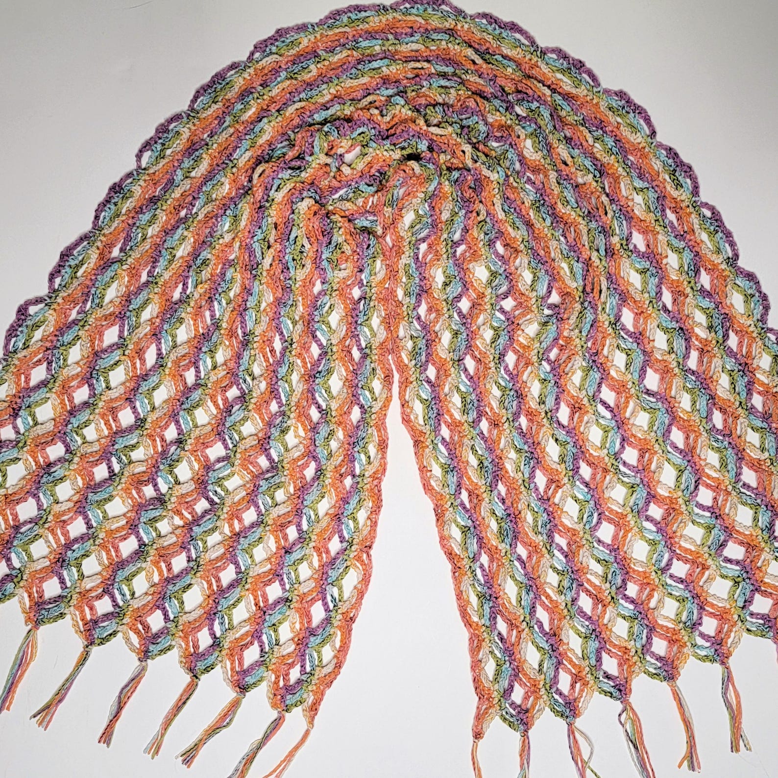 Rainbow Lattice Wrap Crochet Pattern PDF - Fringe, Reversible, Mesh ...