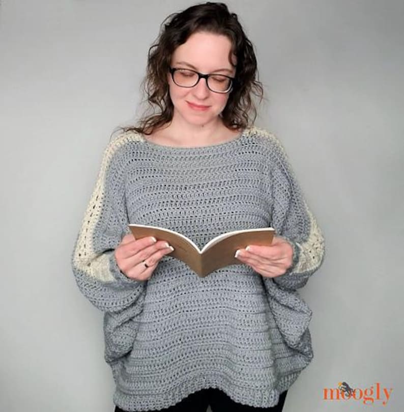 Easy Batwing Lace Sweater Pattern PDF - Crochet Pullover Sweater With Lace Detail - Etsy