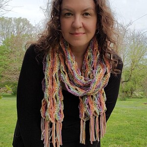 Rainbow Lattice Wrap Crochet Pattern PDF - Fringe, Reversible, Mesh ...