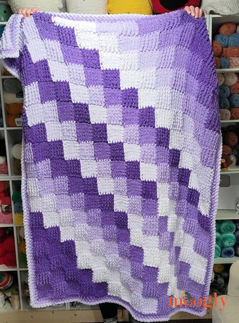 Pixel Blanket Tunisian Crochet Pattern - Easy Reversible Throw - Super ...