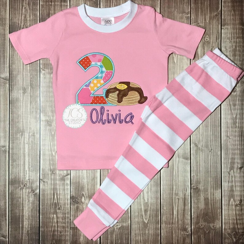 Pink Birthday Pajamas for Girls Short Sleeve Birthday Pjs | Etsy