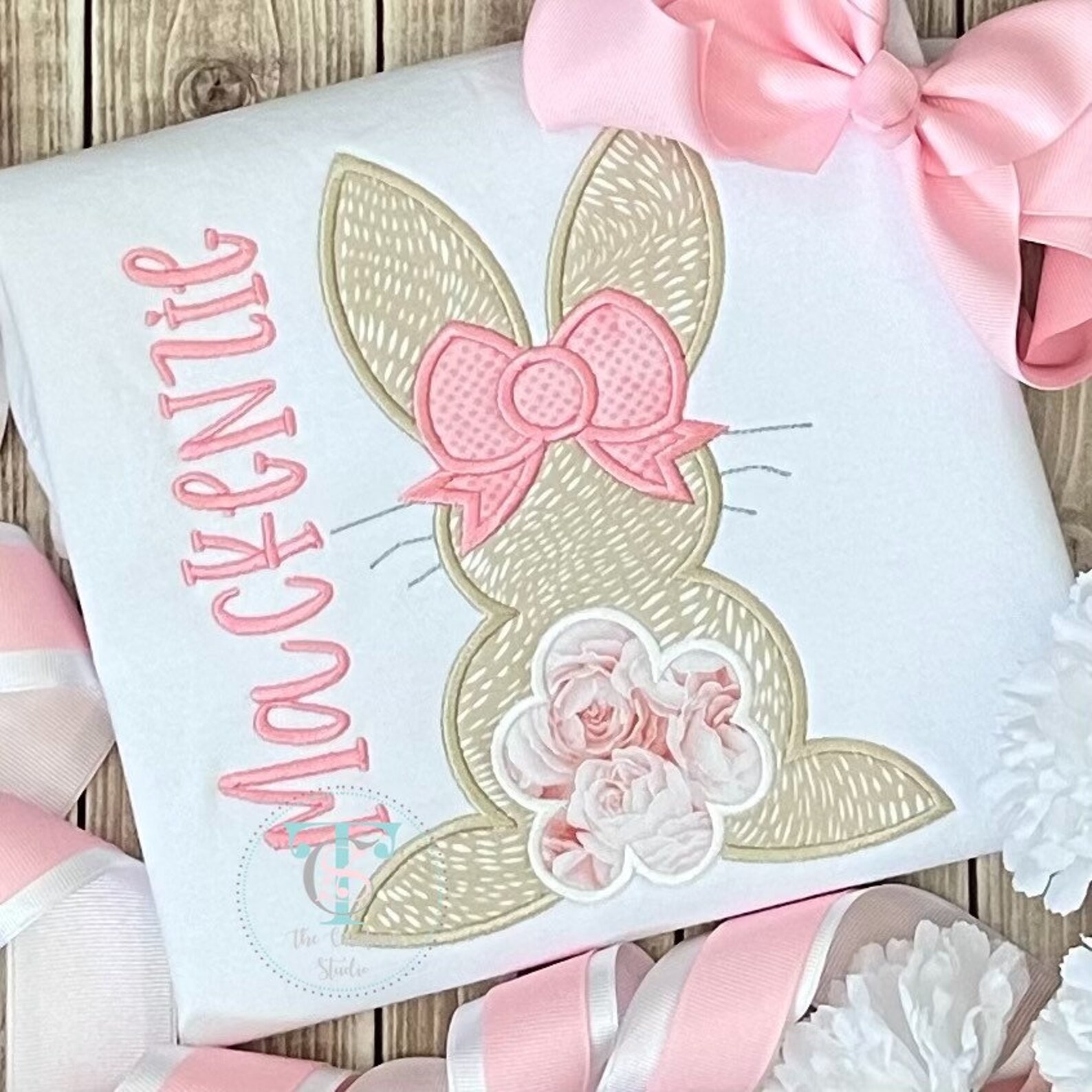 Cute Easter Bunny Shirt Customized Easter Shirt Applique | Etsy