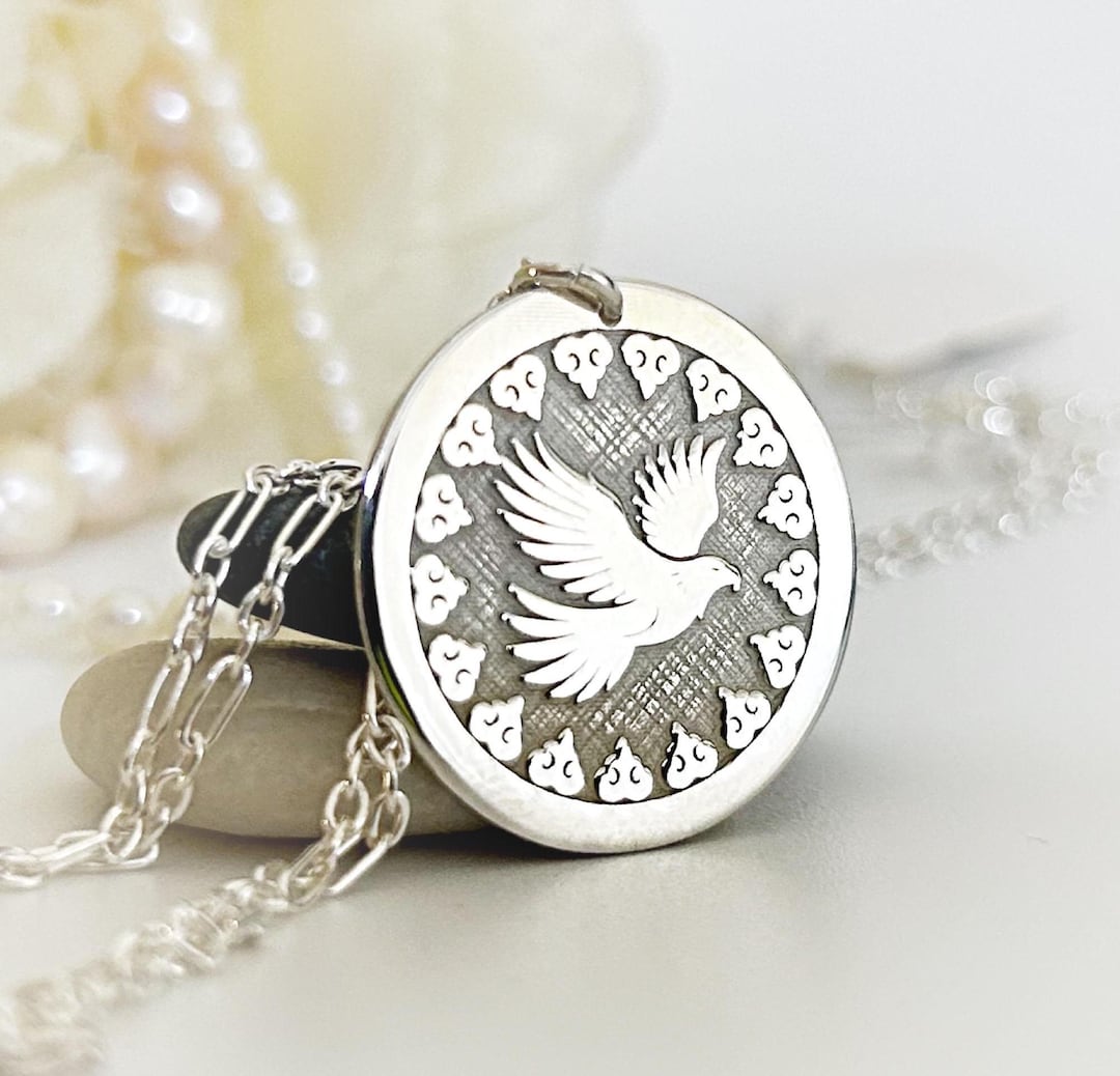 Eagle Necklace, Silver Disc Pendant, Personalized Chain Necklace ...