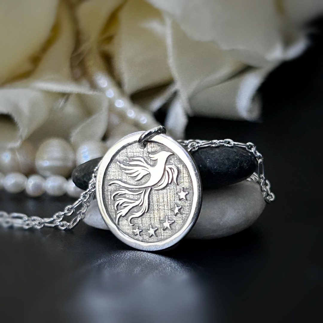 Phoenix Necklace Silver, Phoenix Medallion Necklace, Rebirth Jewelry ...