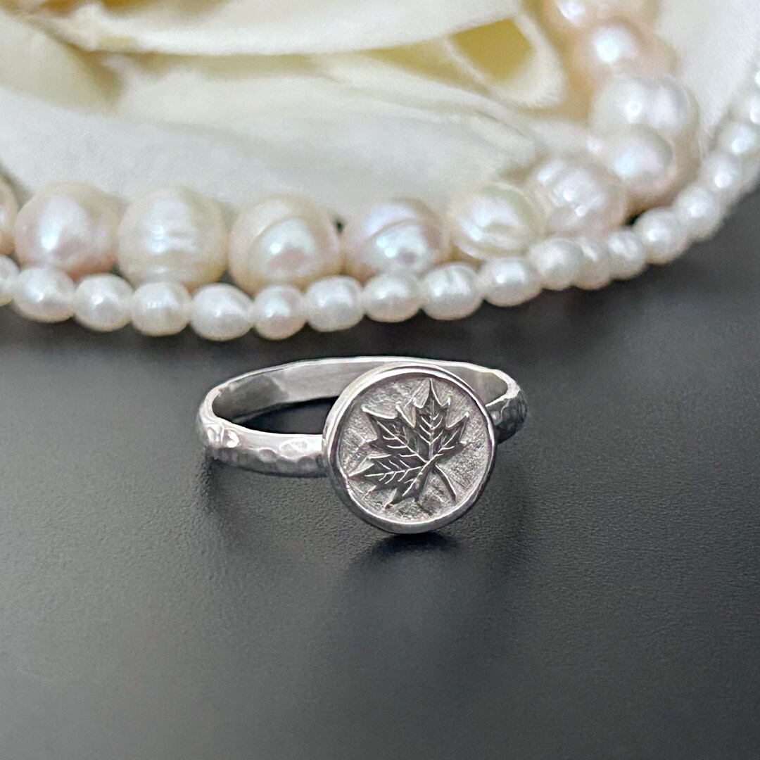 Maple Leaf Ring, Signet Ring, Maple Leaf Jewelry, Maple Ring Silver ...