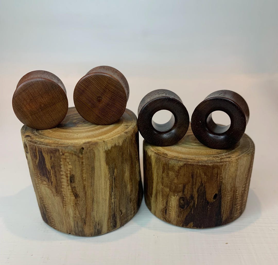 17mm Black Walnut Double Flare Tunnels and Black Cherry Double Flare ...