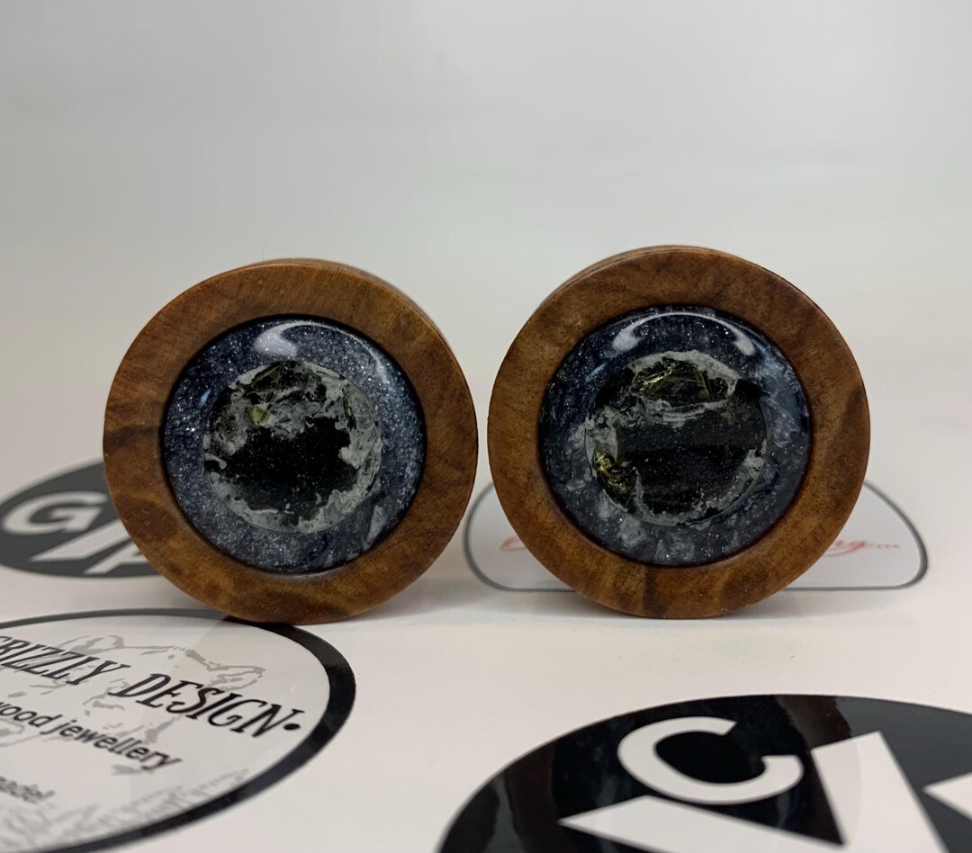 40mm Maple Double Flare Wood Plugs With Mica and Resin Inlay - Etsy