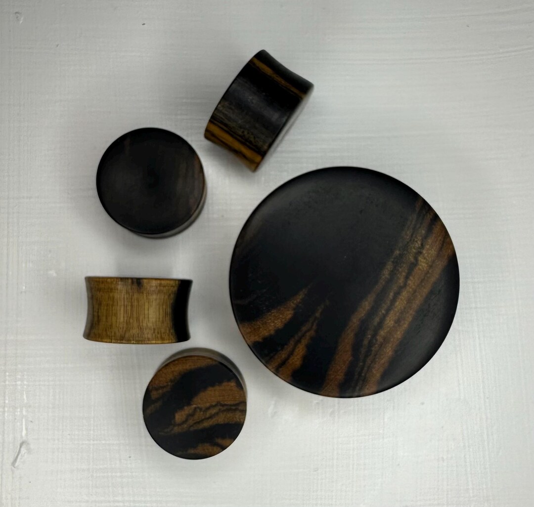 White and Black Ebony Double Flare Wood Plugs - Etsy