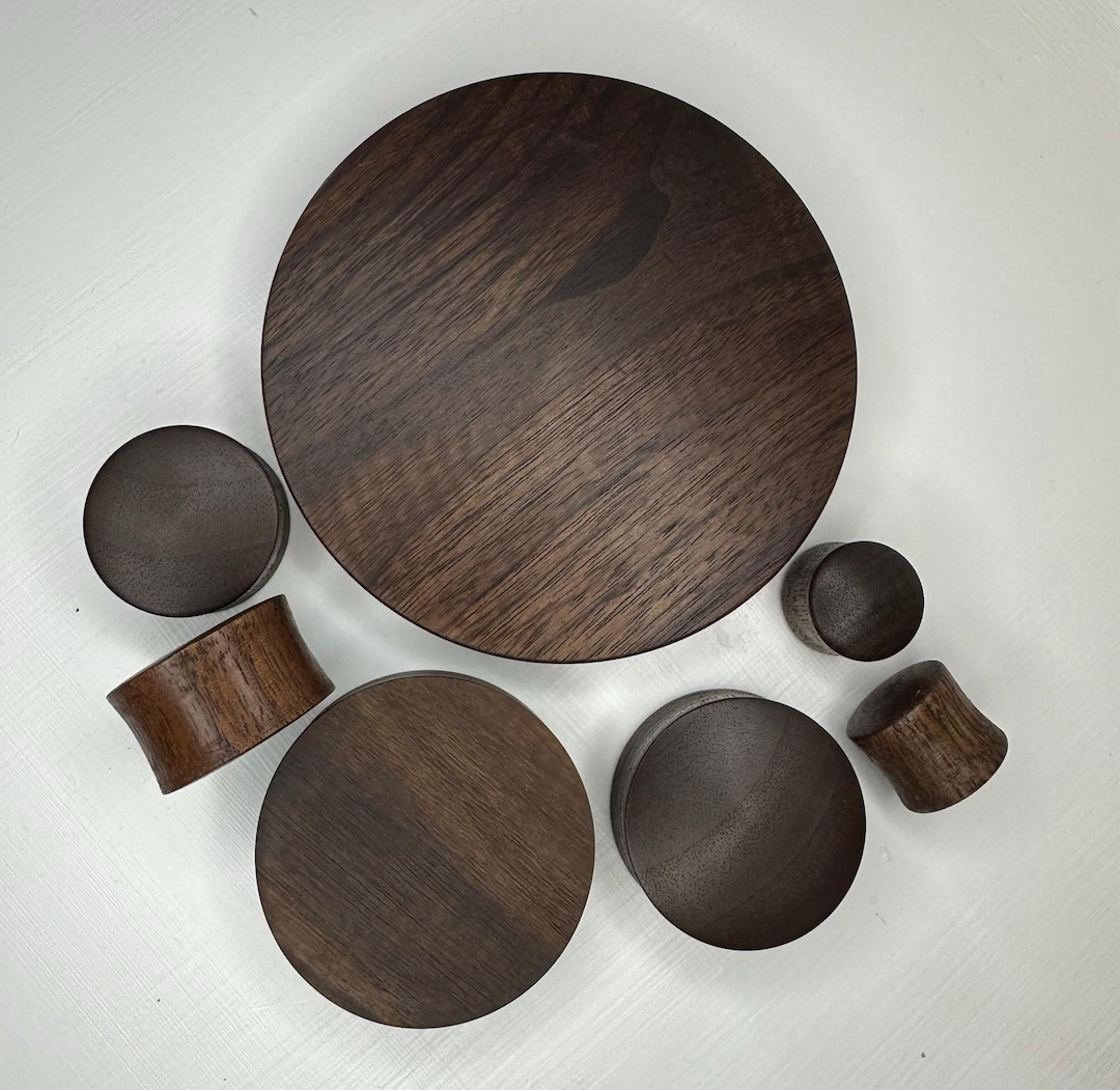 Black Walnut Double Flare Wood Plugs - Etsy