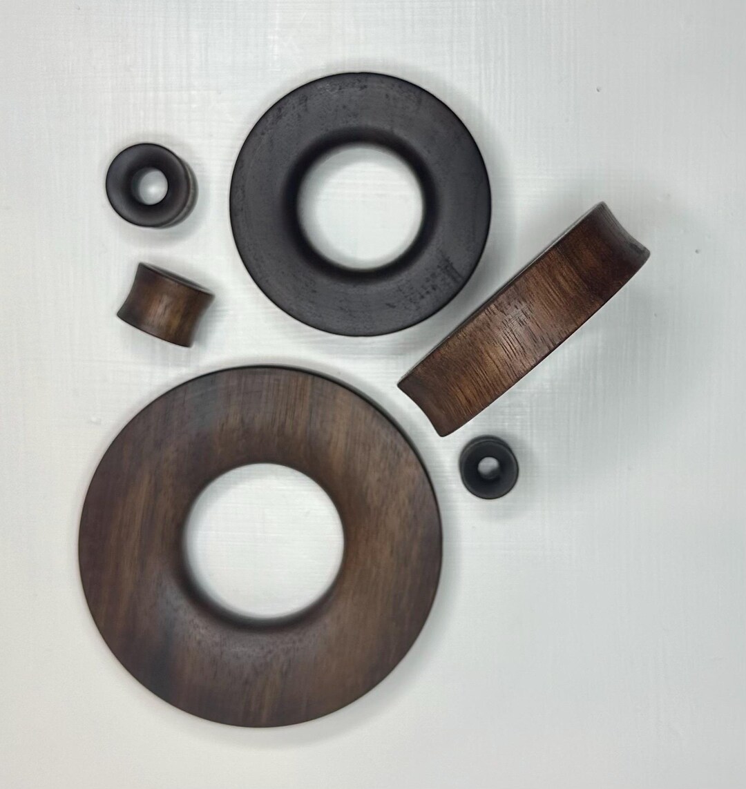 Black Walnut Double Flare Wood Tunnels - Etsy
