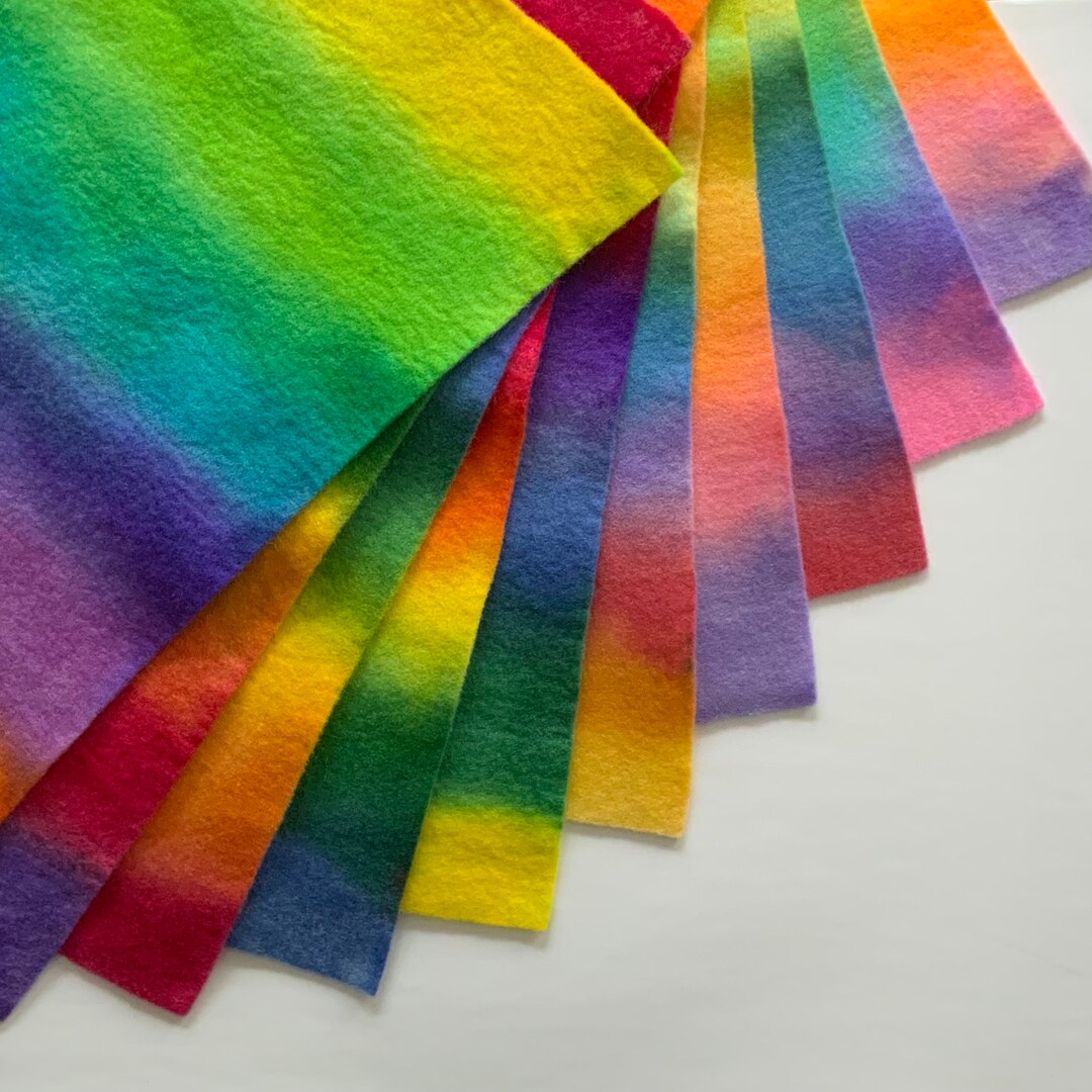Bright Rainbow Hand Dyed Rainbow 100% Wool Felt - Etsy