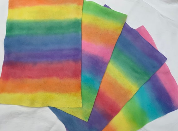 Rainbow Vertical Handmade 100% Wool Felt Fabric - Etsy