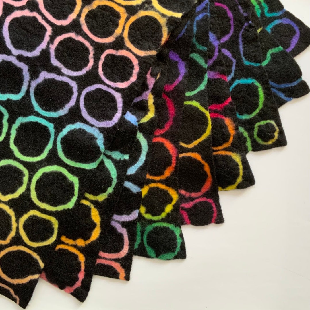 Rainbow Circle Tie Dye 100% Wool Felt - Etsy