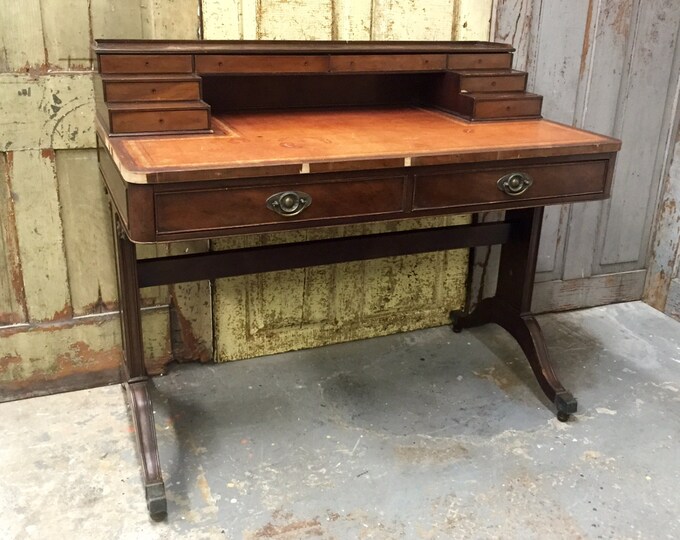 Baker Desk, Vintage Writing Desk, Recency Desk, Distressed Painted ...